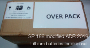SP 188 Modified for “Lithium batteries for disposal” – Safety ADR 2023